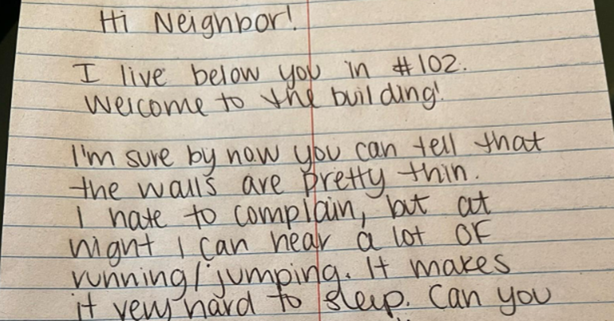 Neighbour pens note to 'noisy' upstairs neighbours with kids - 9Honey