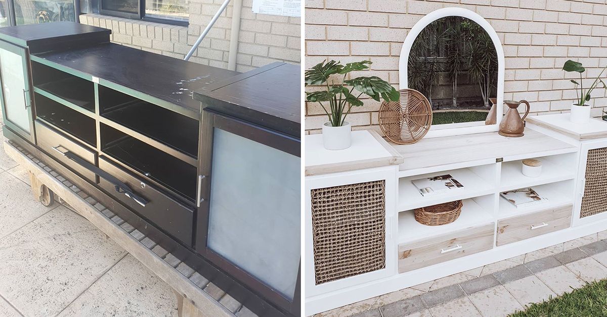 How to upcycle furniture: Perth mum transforms TV cabinet