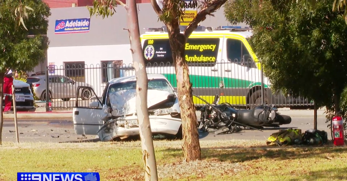 Tragic chain reaction crash claims motorcyclist's life in Adelaide