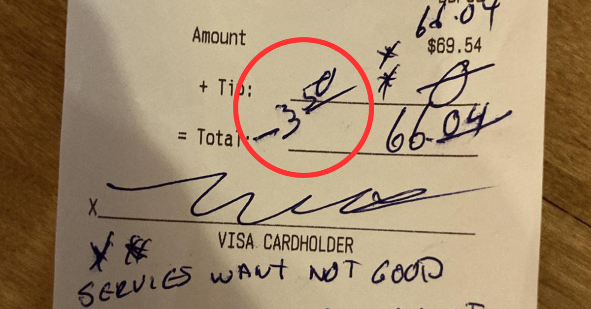 A customer in the US decided to leave a 'reverse tip' after they were ...