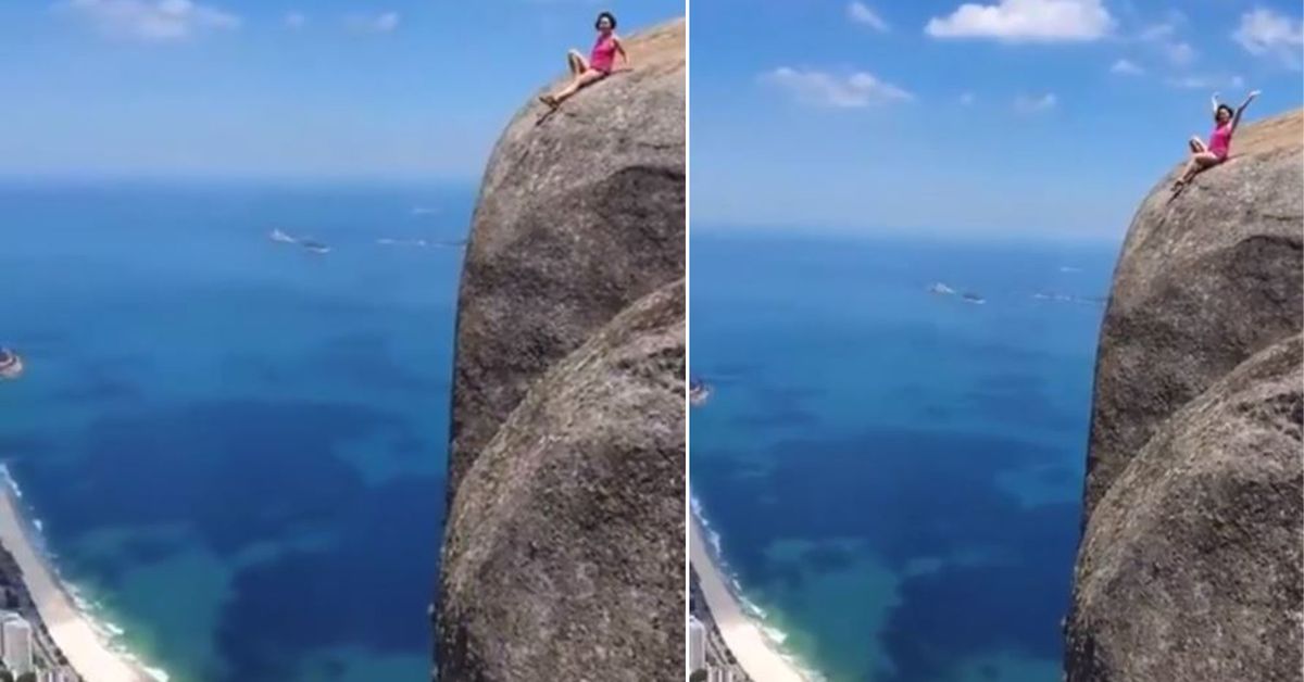 Tourist risks life on edge of 900m-high cliff in Brazil for Instagram ...