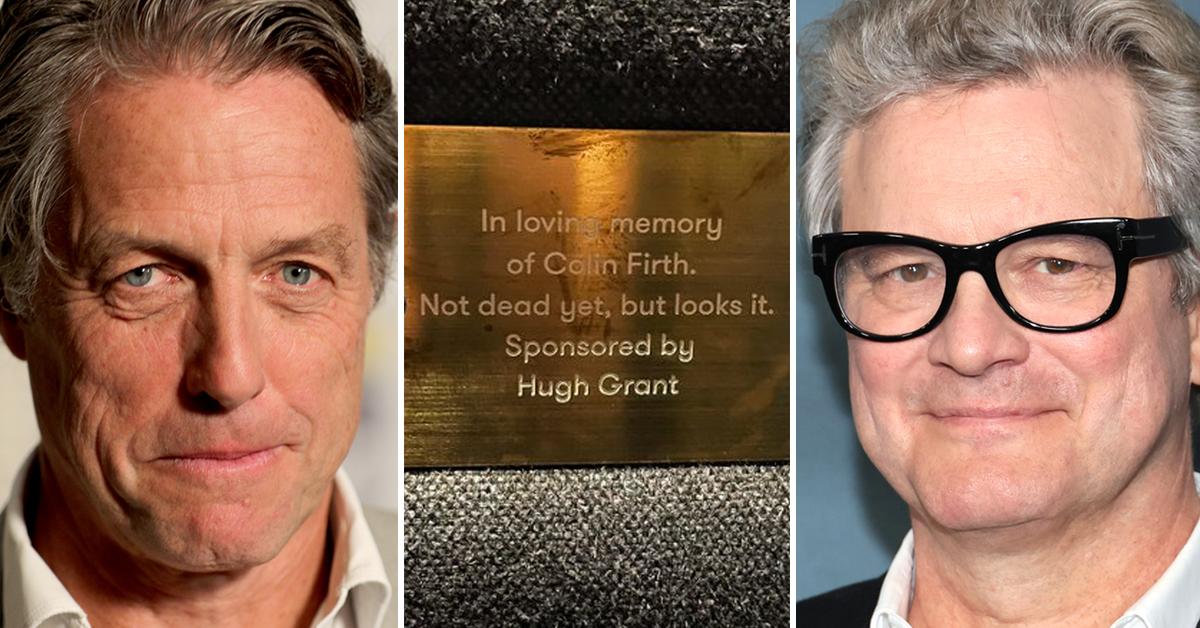 Hugh Grant dedicates plaque to rival Colin Firth: 'Not dead yet, but ...