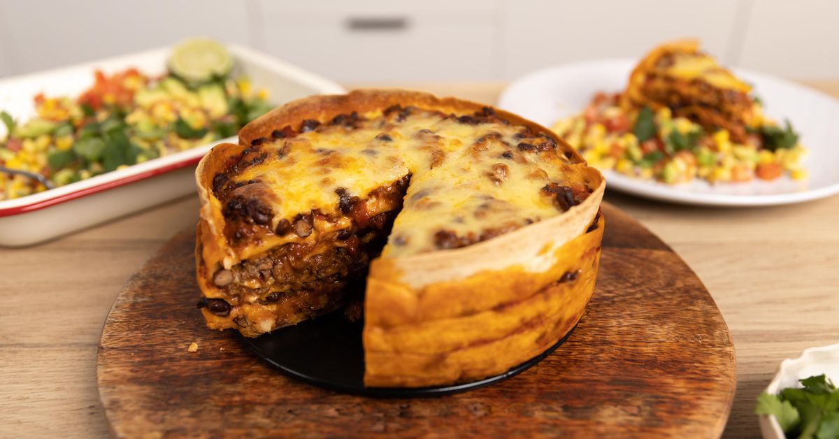 Chilli con carne tortilla cake stack recipe | 9Honey's Every Day ...