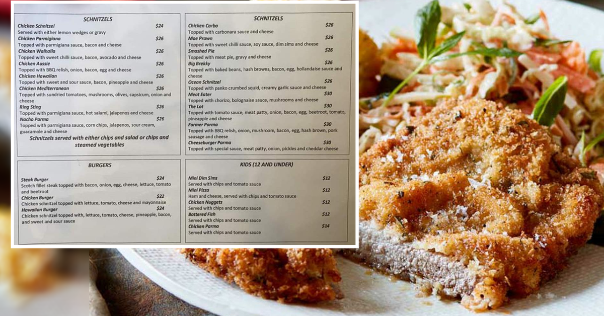 Wally Pub's schnitzel menu goes viral thanks to Reddit photo: 'The ...