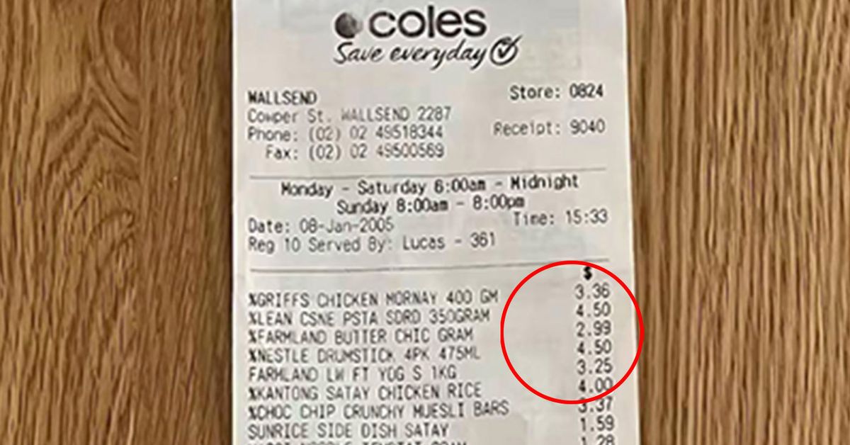 Prices on Coles receipt from 20 years ago has stunned shoppers wishing ...