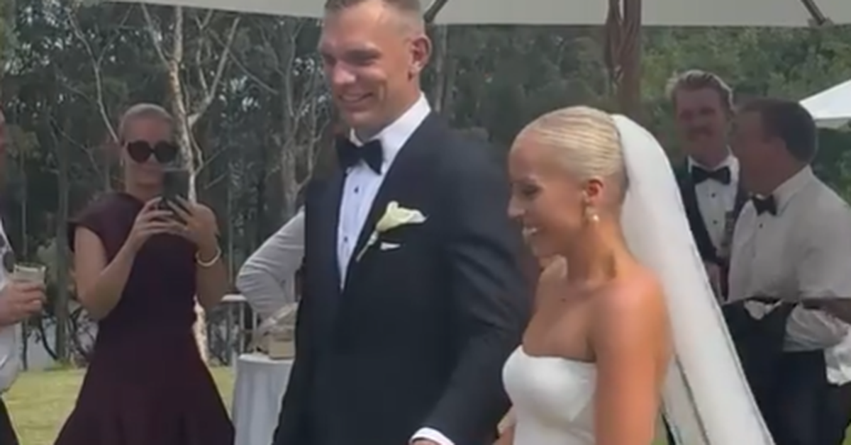 Footy superstar Tom Trbojevic marries partner Kristi Wilkinson in ...