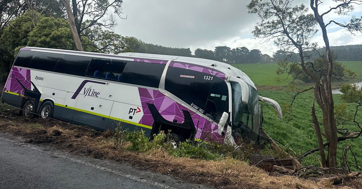 Foster: Passengers rescued after V-line bus slides down embankment in ...