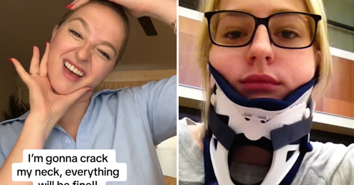 Woman accidentally breaks neck 'with her own hands' after trying to ...