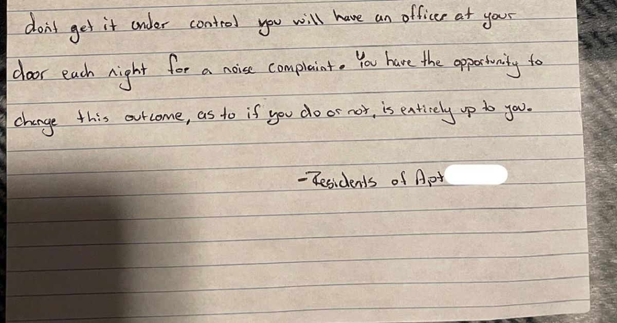 Neighbour sends note about toddler's noise - 9Honey