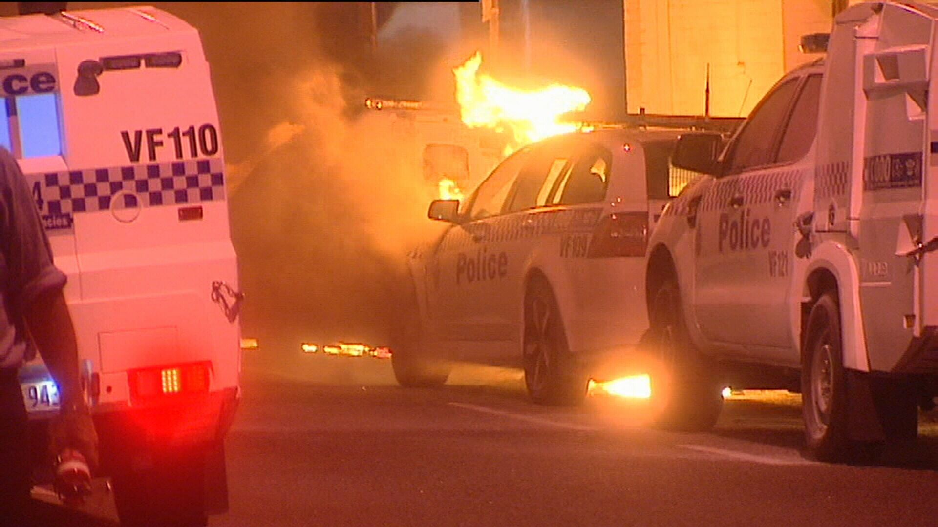 Police cars burned in arson attack at Fremantle