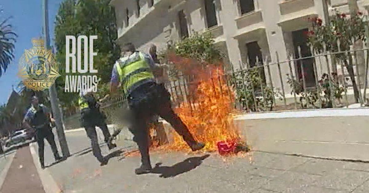 Perth fire: Cop engulfed in flames after man allegedly lights fire ...
