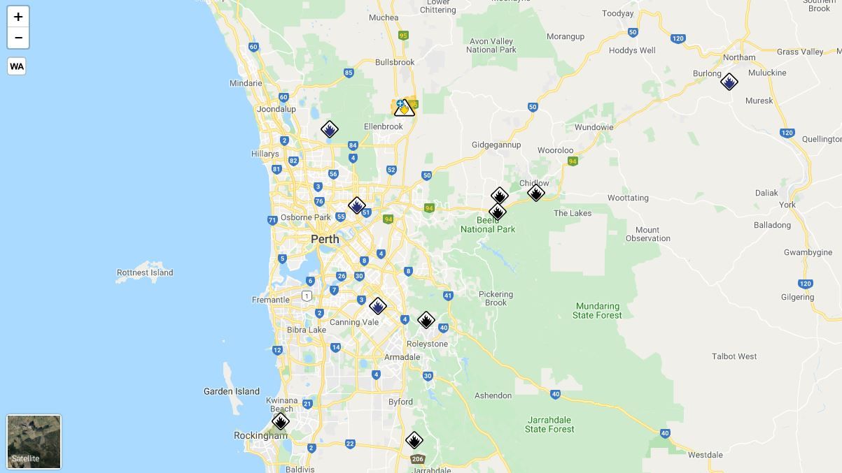 Bushfire Bullsbrook Western Australia now at emergency level