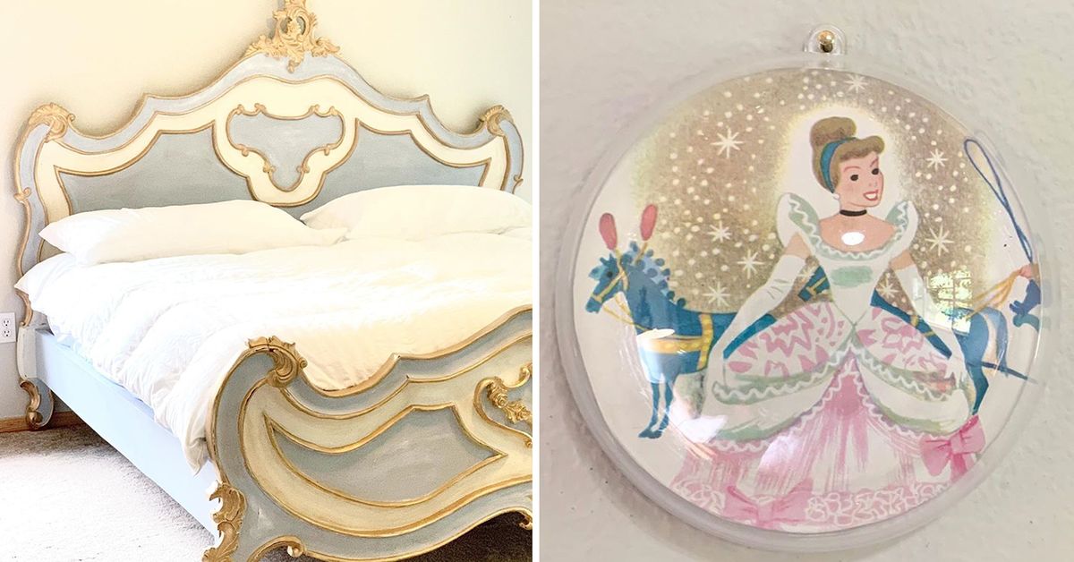 Woman transforms bedroom into Cinderella-inspired place